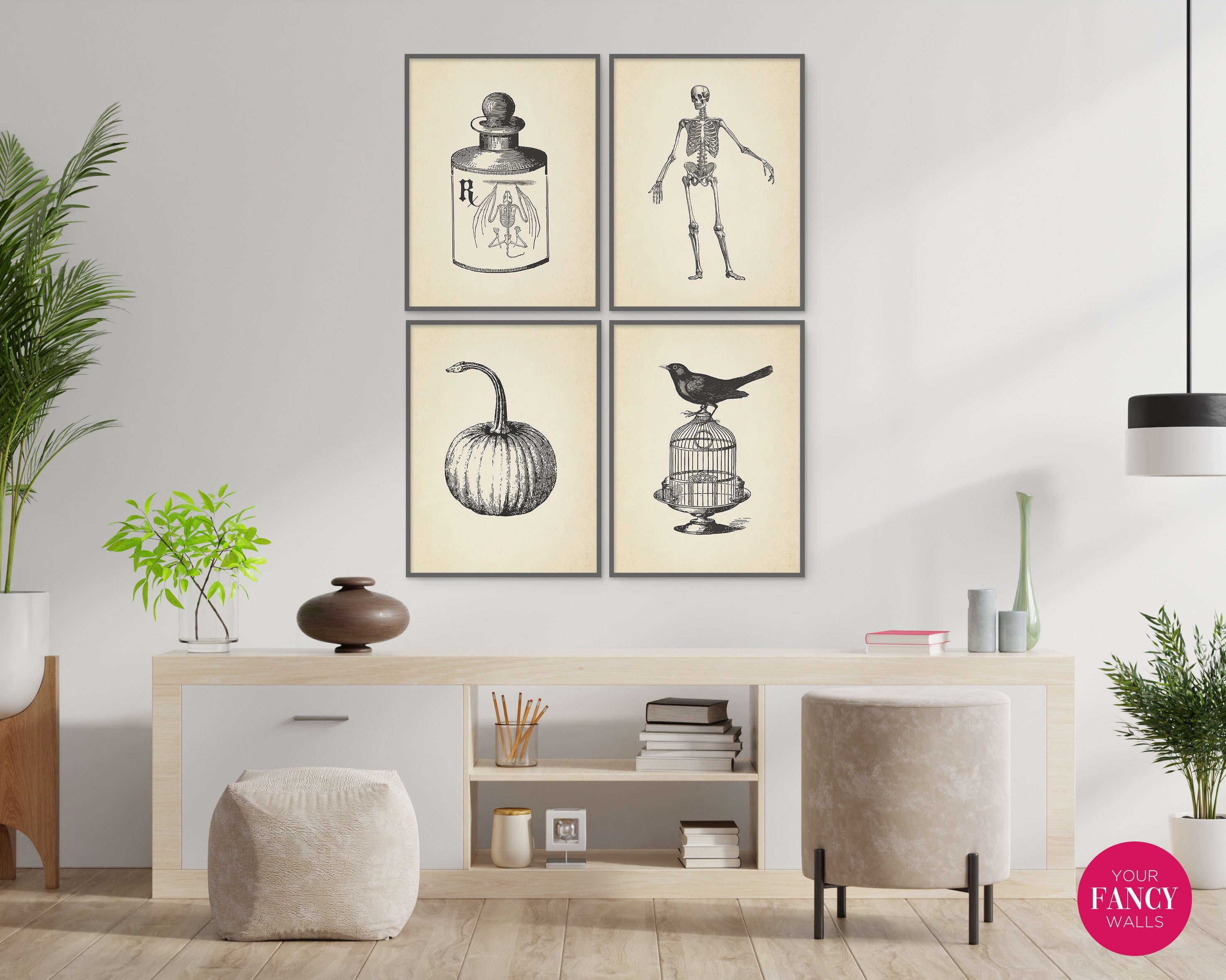 Halloween Set of 4 Prints / Halloween Printable Wall Decor / | Etsy