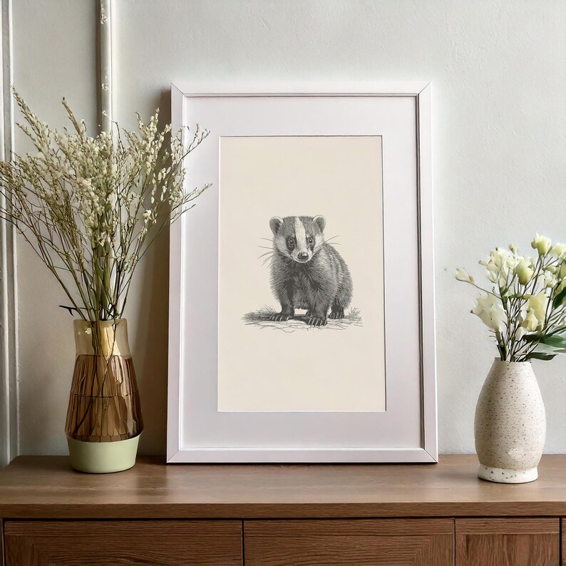 Baby Badger Vintage Art Print: Farmhouse Nursery Decor (digital ...