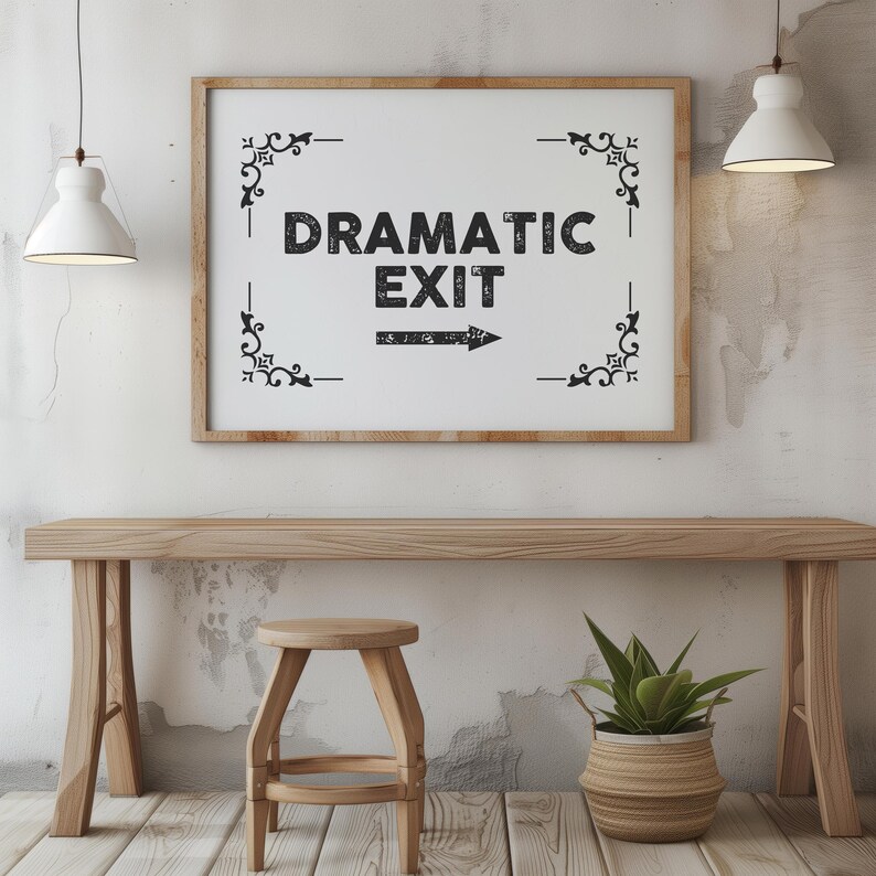 Dramatic Exit Sign Art Print: Retro Typography (digital Download) - Etsy