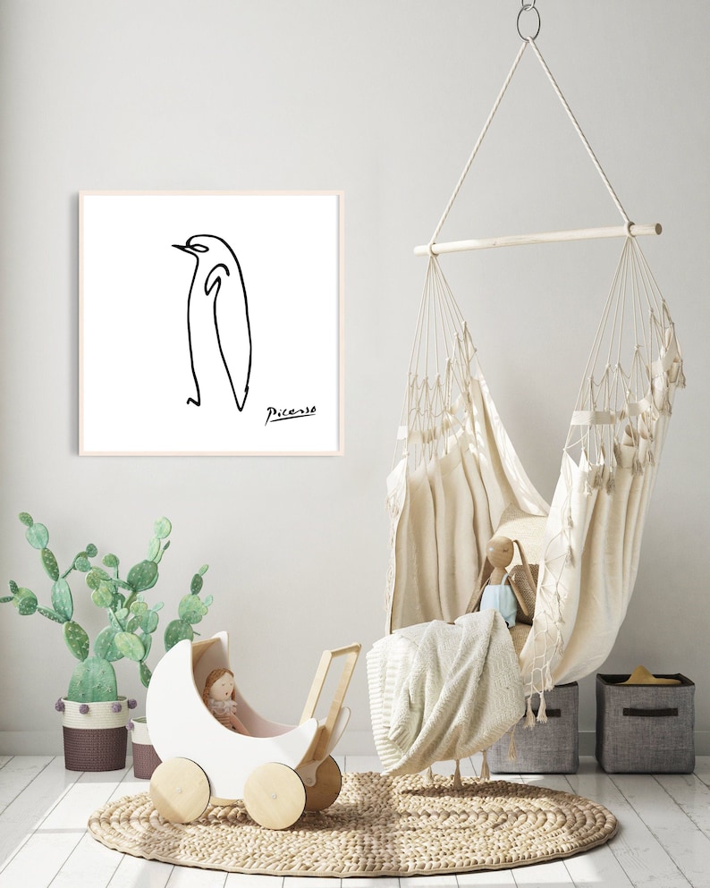 Picasso Penguin Line Drawing: Minimalist Nursery Art (digital Download ...