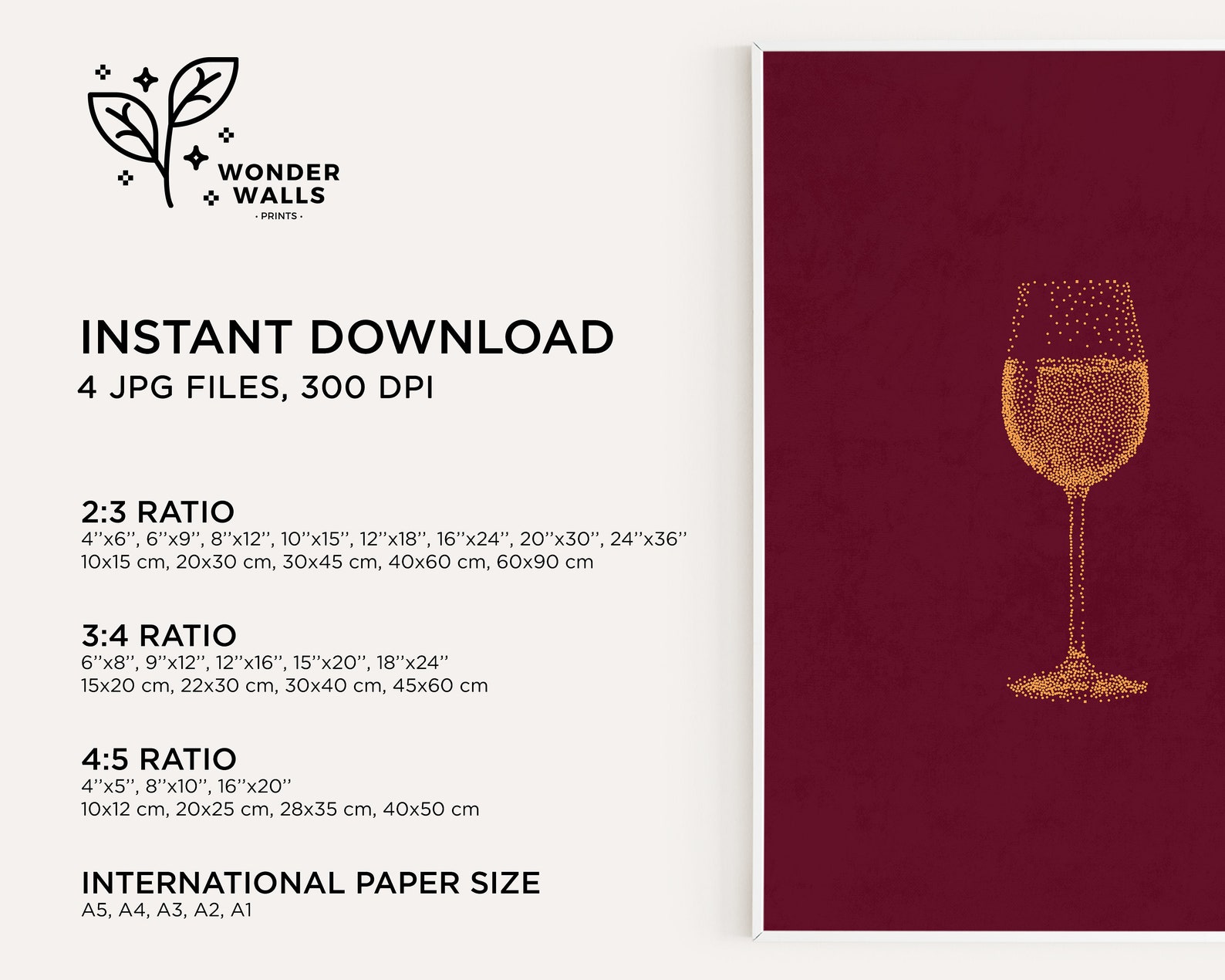 Wine Print Wall Art / Wine Printable Poster / Wine Glass Print | Etsy