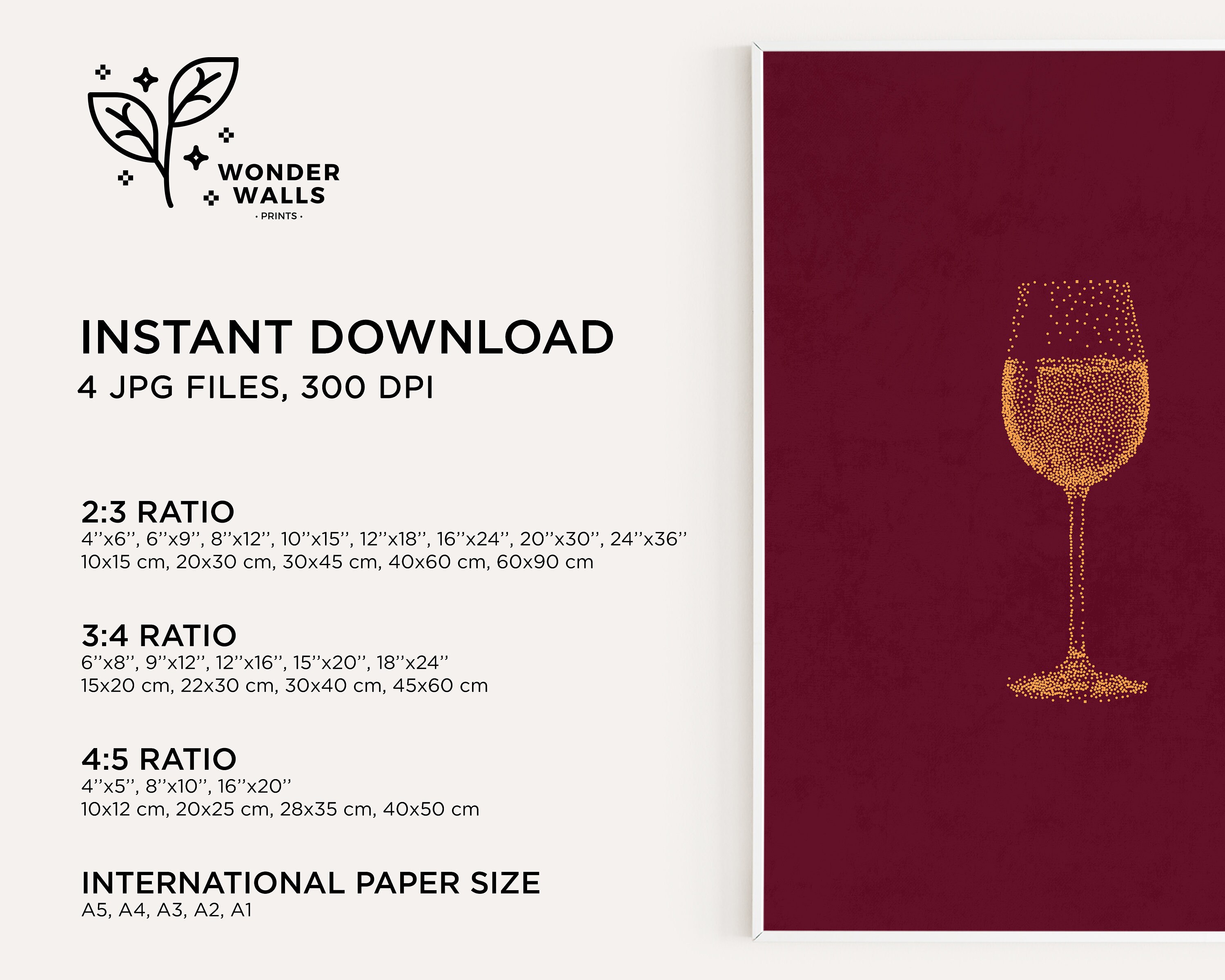 Wine Print Wall Art / Wine Printable Poster / Wine Glass Print - Etsy