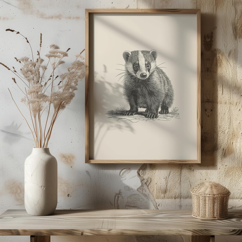 Baby Badger Vintage Art Print: Farmhouse Nursery Decor (digital ...