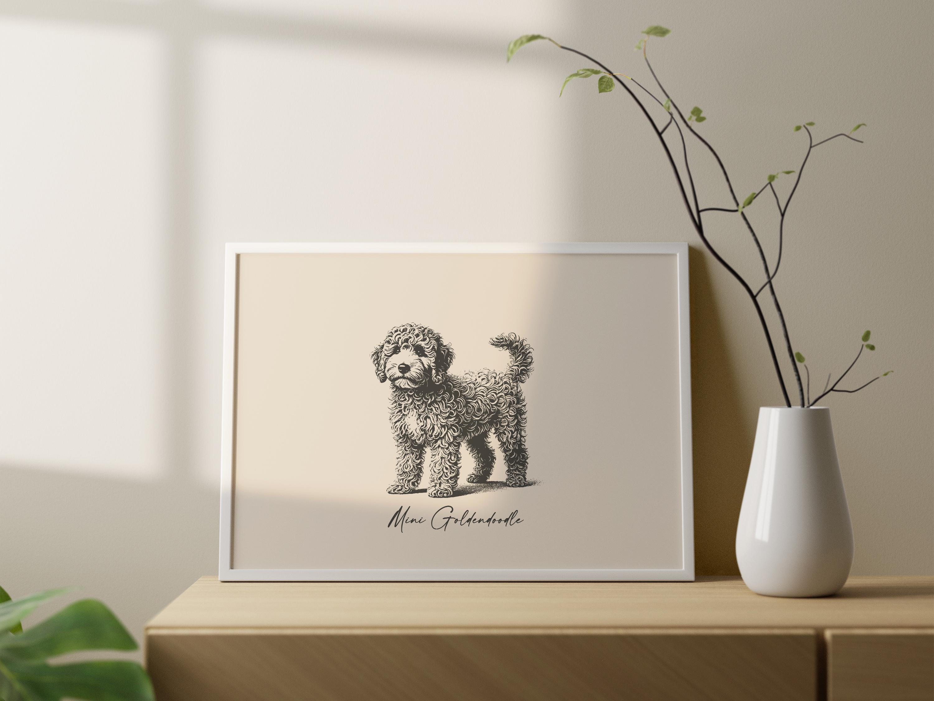 Vintage Mini Goldendoodle Dog Print: Farmhouse Wall Art (digital ...