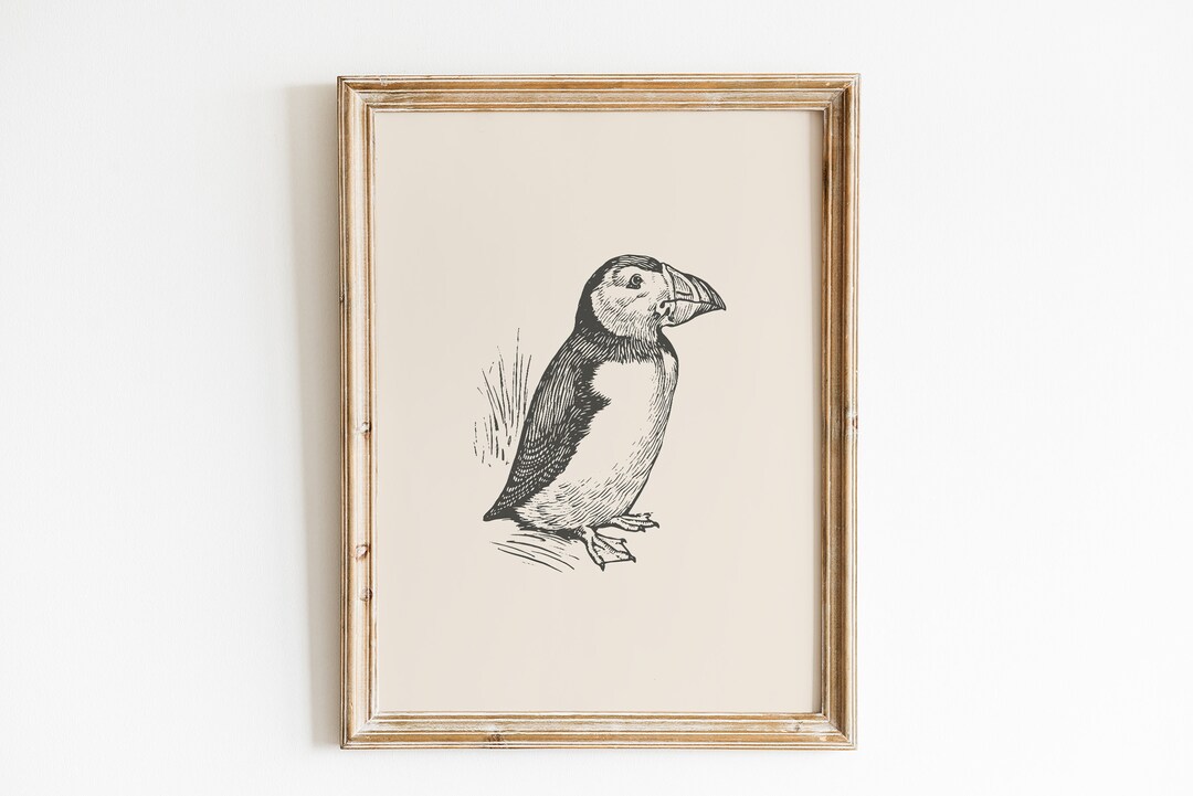 Vintage Puffin Print: Farmhouse Wall Art (digital Download) - Etsy