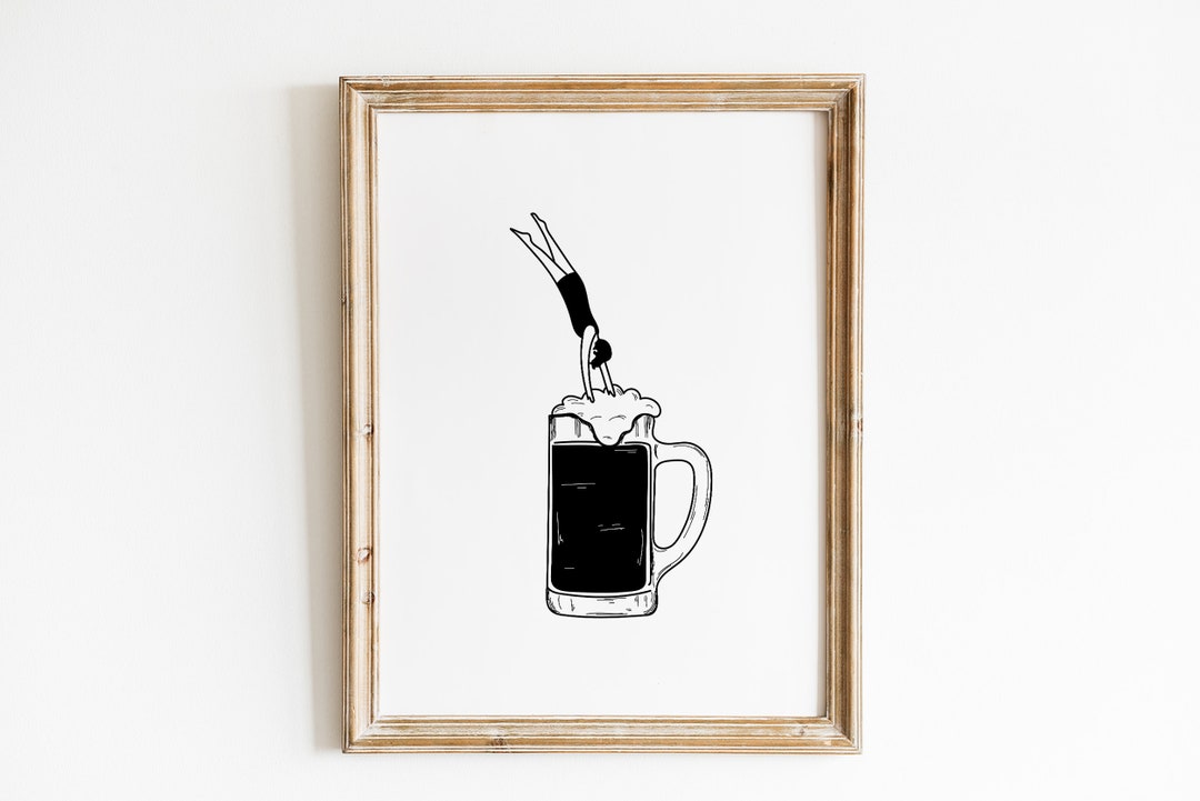 Beer Print / Beer Wall Art / Beer Diving Print / Bar Cart Print / Bar ...