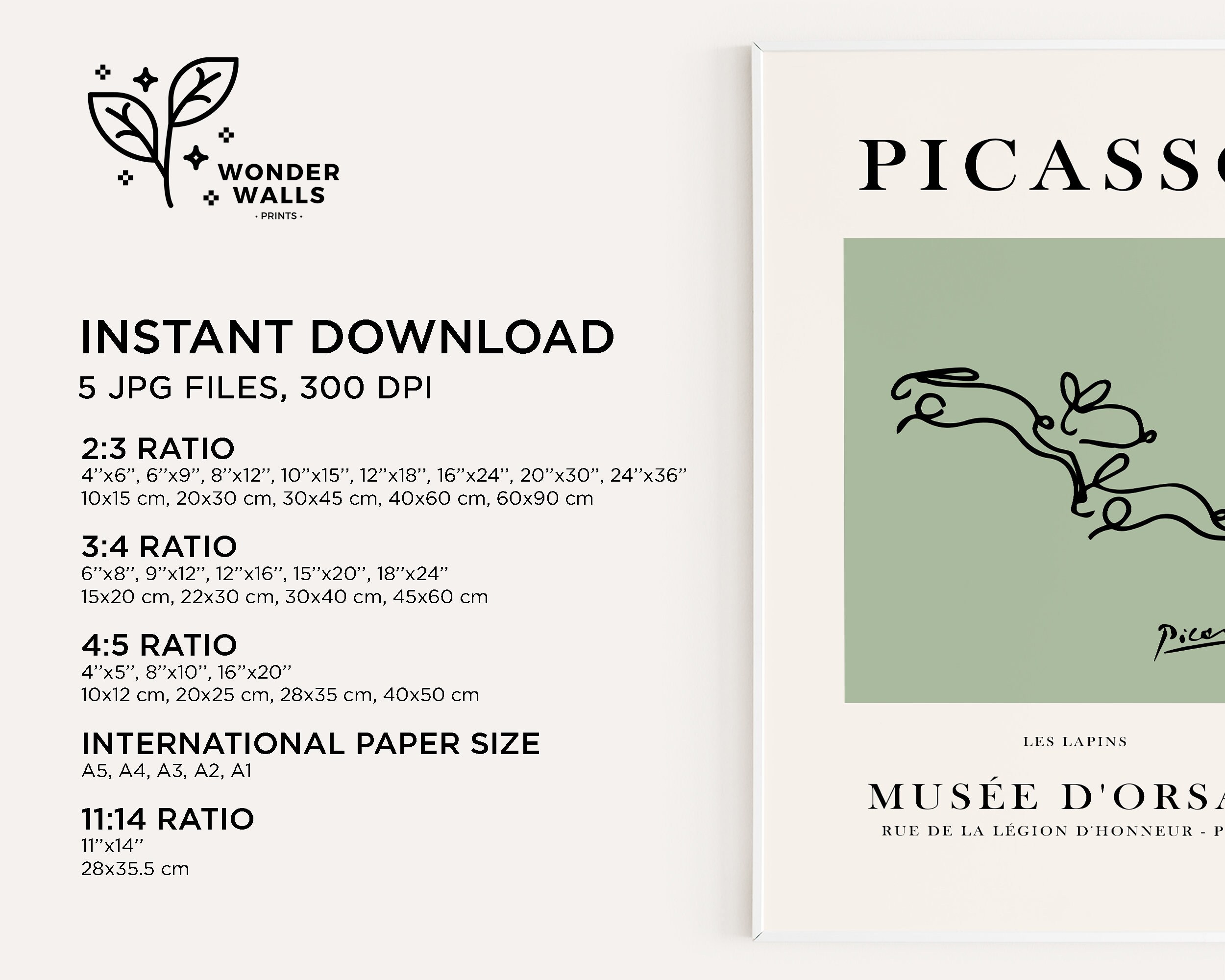 Picasso Rabbit Print: Animal Line Art (digital Download) - Etsy