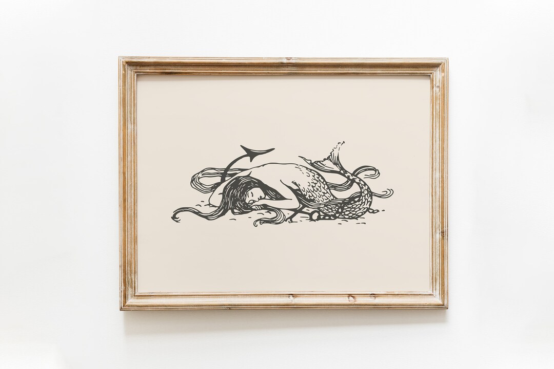 Mermaid Print / Mermaid Wall Art / Mermaid Illustration / Coastal Wall ...