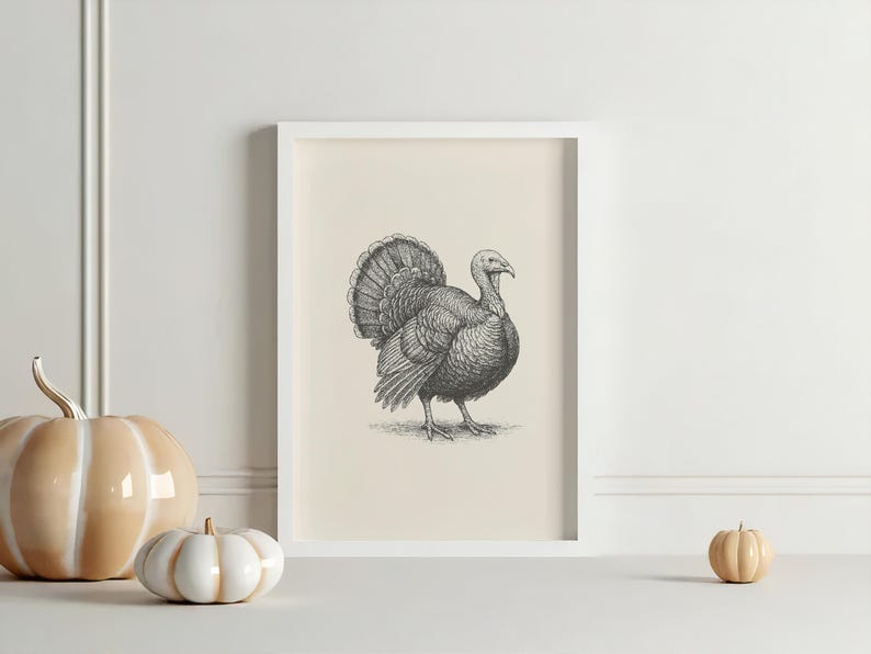 Vintage Turkey Print | Thanksgiving Farmhouse Wall Art (digital ...