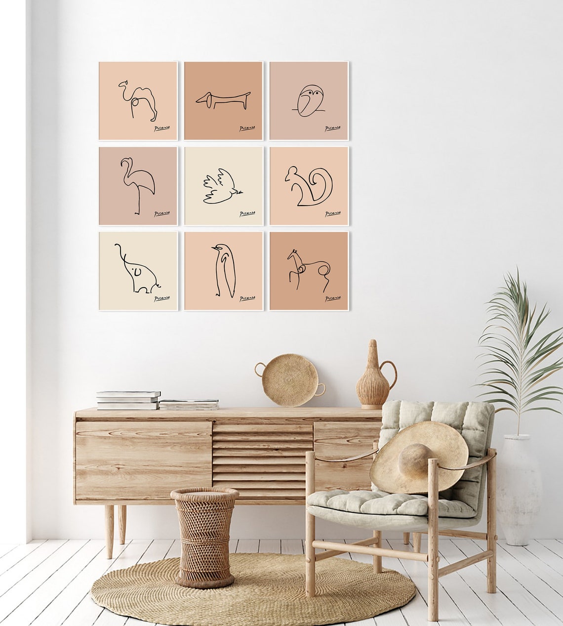 Picasso Animals Line Drawing Prints / Set of 9 Picasso Prints | Etsy