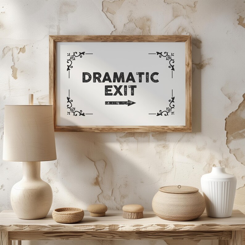 Dramatic Exit Sign Art Print: Retro Typography (digital Download) - Etsy