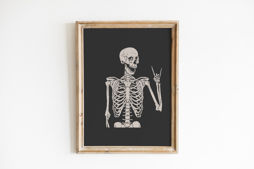 Skeleton Halloween Print: Rock on Spooky Wall Art (digital Download) - Etsy