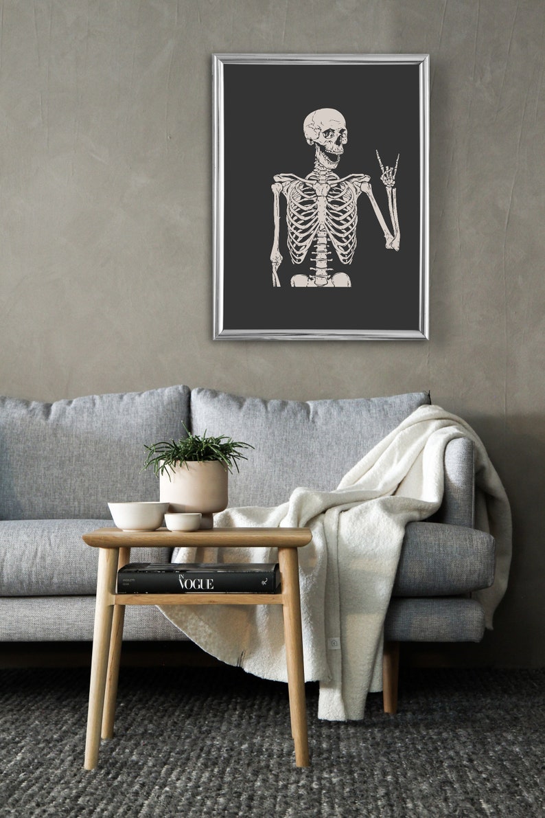 Skeleton Halloween Print: Rock on Spooky Wall Art (digital Download) - Etsy