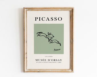Picasso Rabbit Line Art Print: Minimalist Nursery Sketch (digital ...