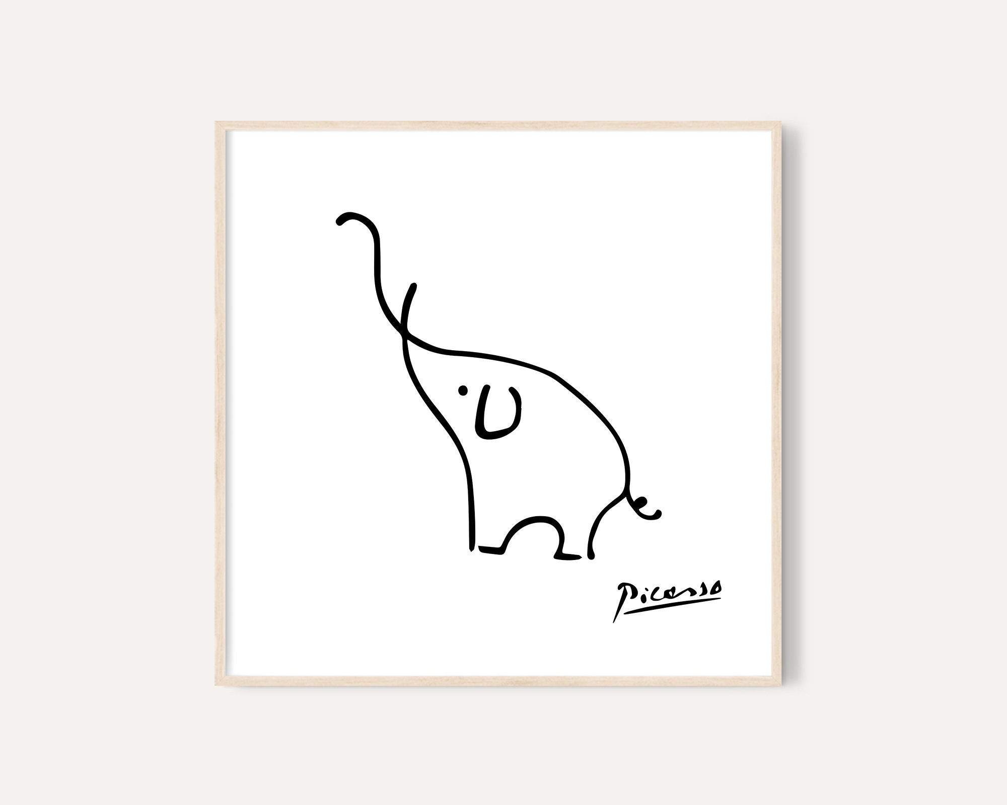 Picasso Elephant Print / Picasso Animal Line Drawing Prints / - Etsy