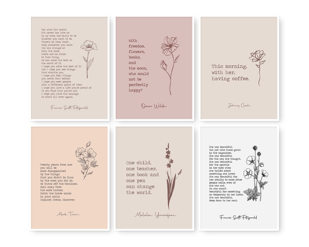 Set of 6 Quotes / Set of 6 Prints / for What It's Worth Fitzgerald ...