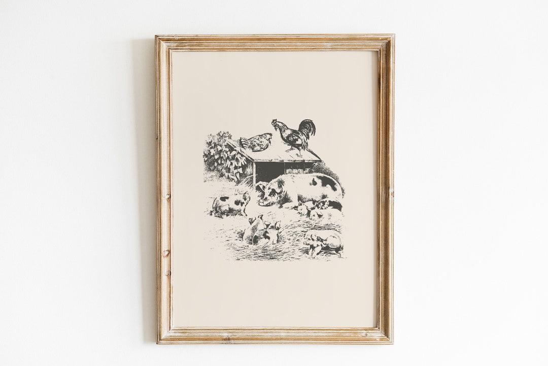 Vintage Farm Print | Farm Scene Print | Rural Landscape Print ...