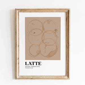 Latte Print / Coffee Print / Coffee Typography Print / Coffee Line Art ...