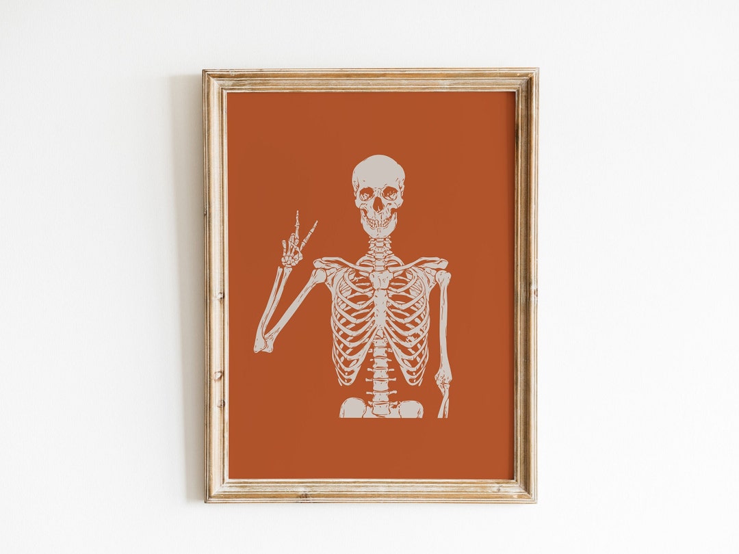 Skeleton Peace Sign Halloween Print: Spooky Wall Art (digital Download ...
