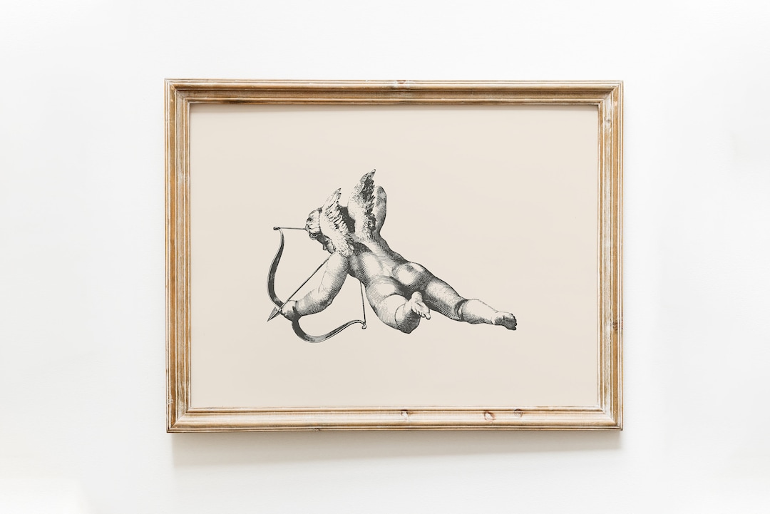 Vintage Cupid Print | Valentine's Day Wall Art | Antique Cupid Drawing ...