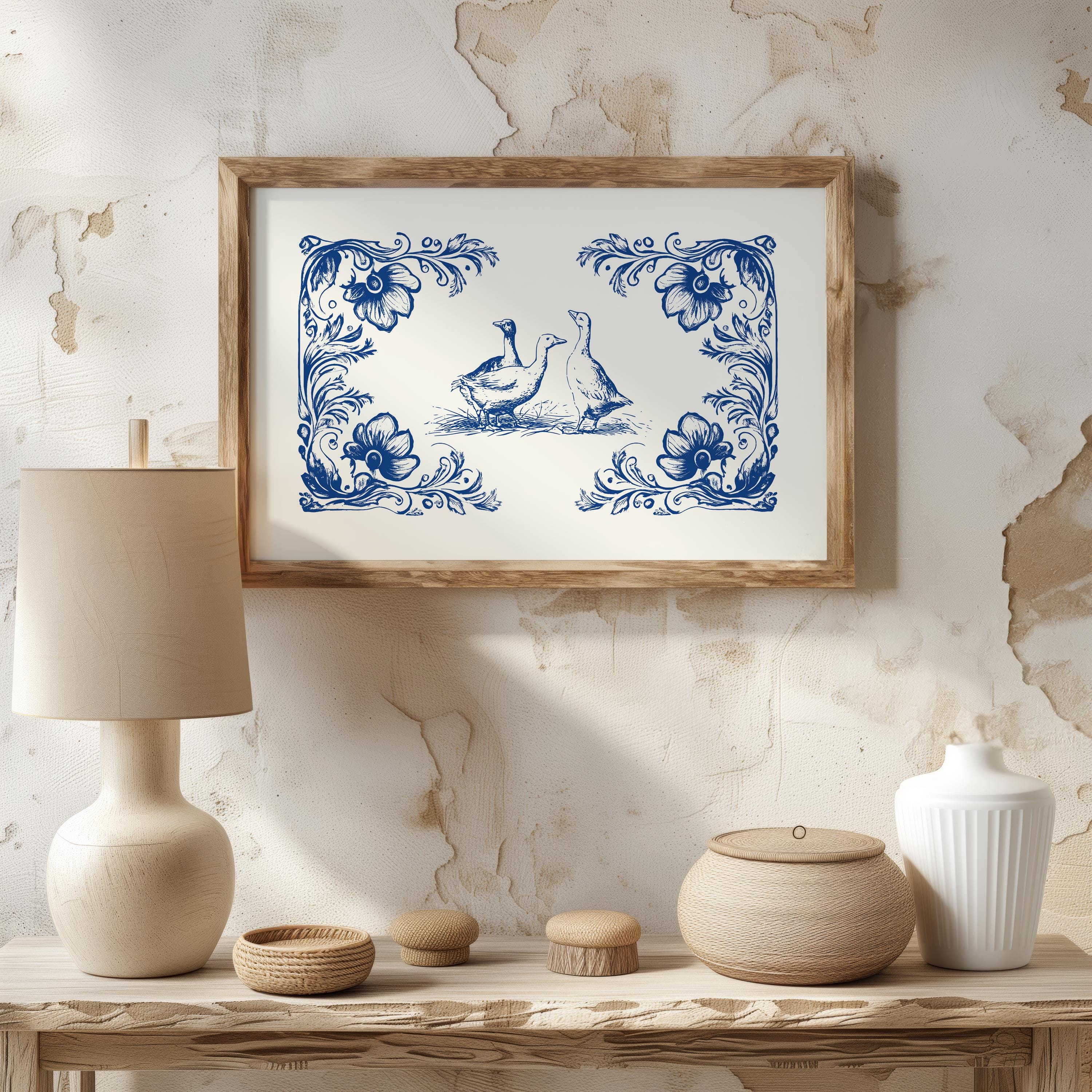 Delft Blue Duck Print: Vintage Dutch Tile Farmhouse Art (digital ...