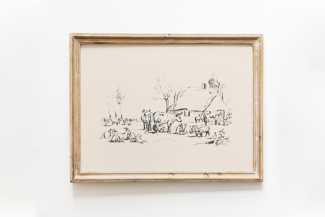 Vintage Farm Print / Farm Scene Print / Rural Landscape Print ...