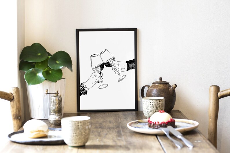 Cheers Print / Cheers Wall Art / Bar Cart Wall Decor / - Etsy