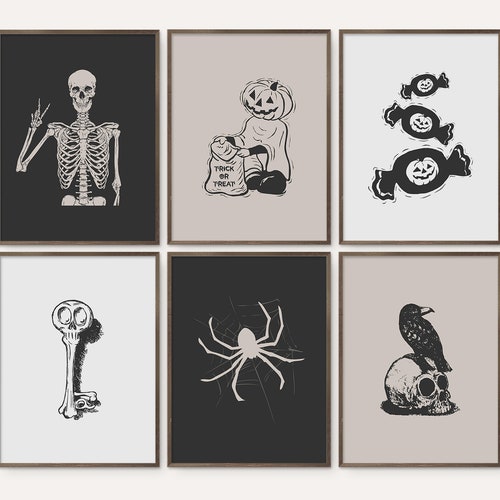 Skeleton Print Halloween Printable Wall Art Halloween - Etsy