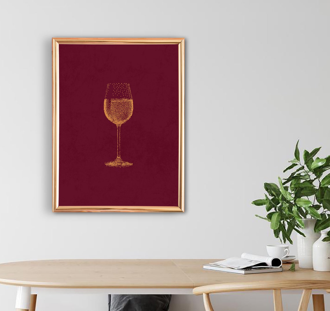 Wine Print Wall Art / Wine Printable Poster / Wine Glass Print | Etsy