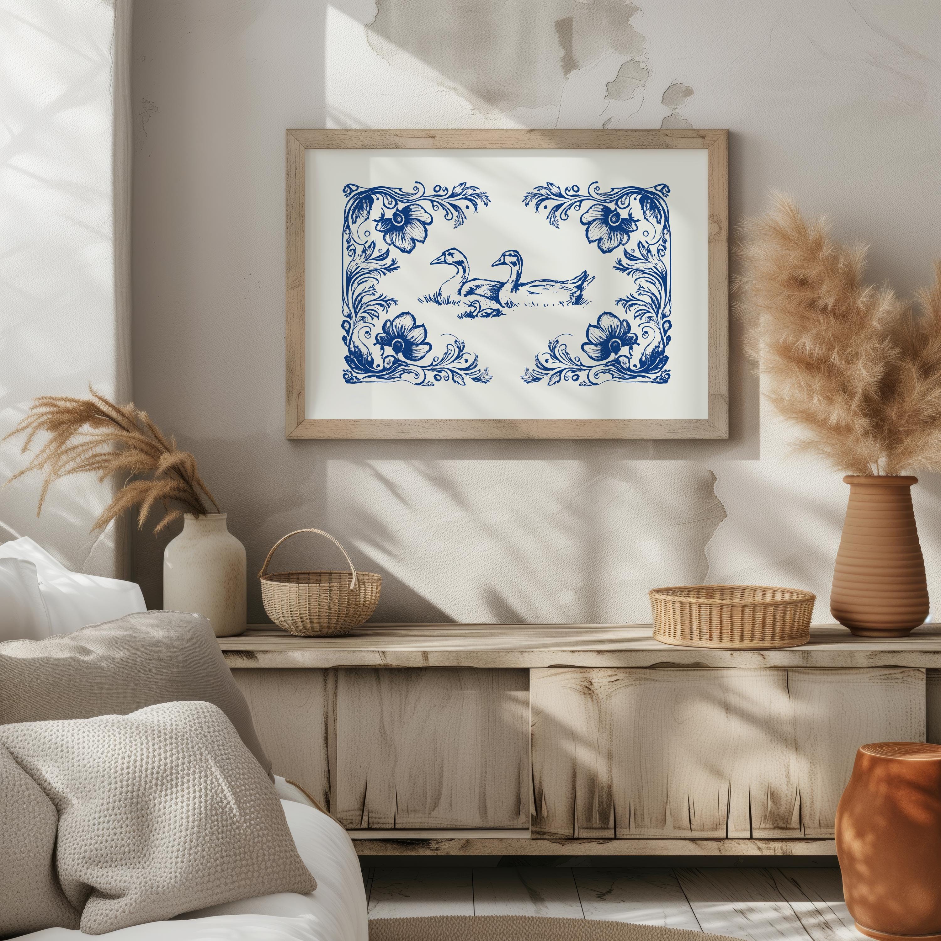 Delft Blue Duck Print: Vintage Dutch Tile Wall Art (digital Download ...