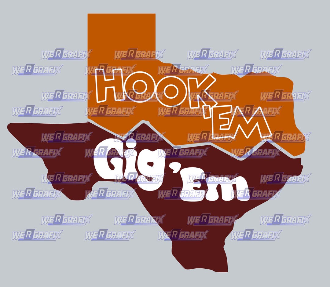 Hook Em Gig Em Football College Png and Vectored File - Etsy