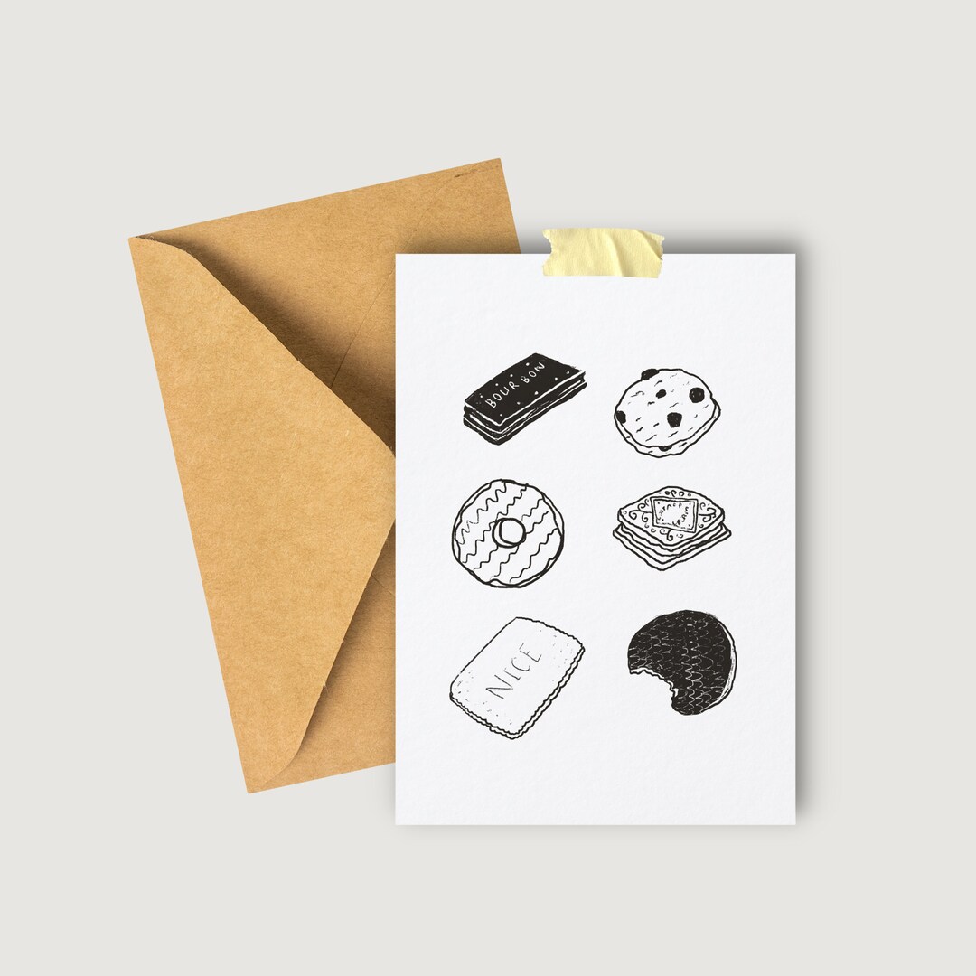 British Biscuits Illustration Card Blank Birthday Encouragement Hand ...