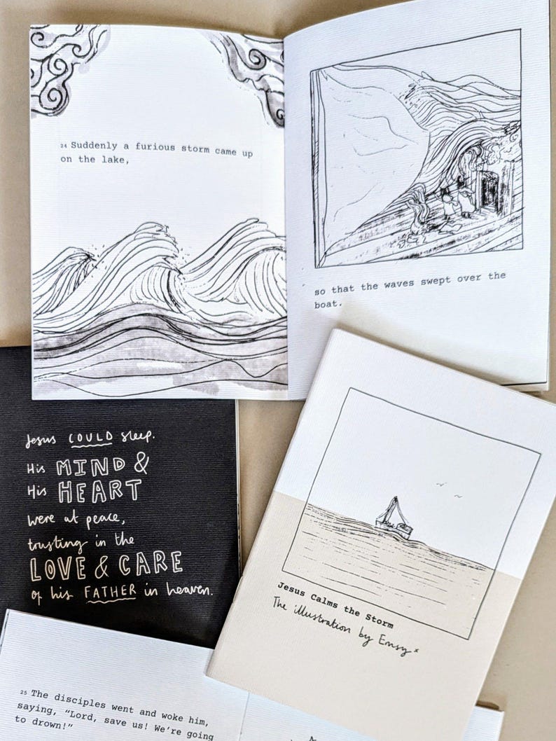Jesus Calms the Storm Illustration Book: Matthew 8 Bible Verse - Etsy