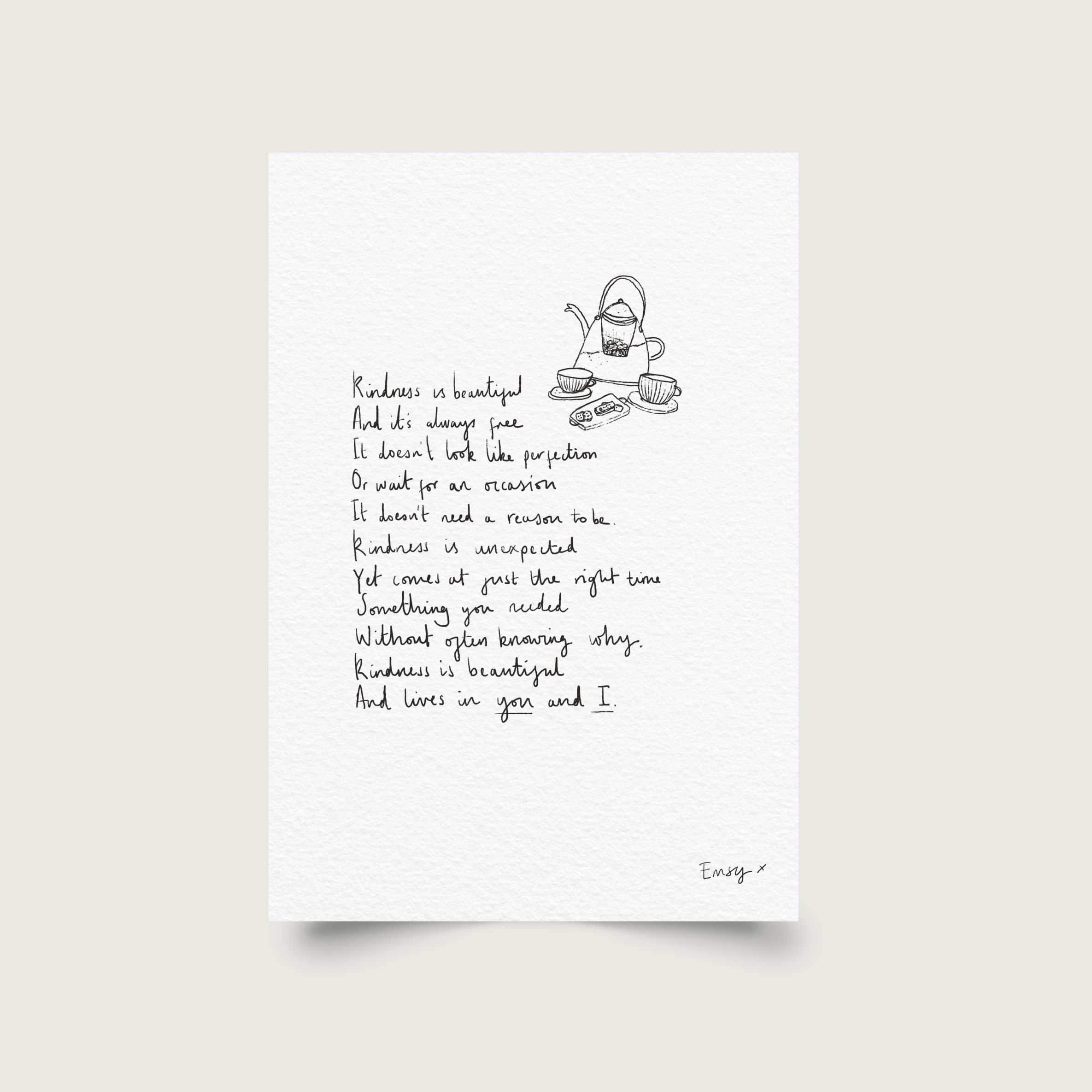 Kindness Poem / Kindness Lives in You and I / Digital Download ...