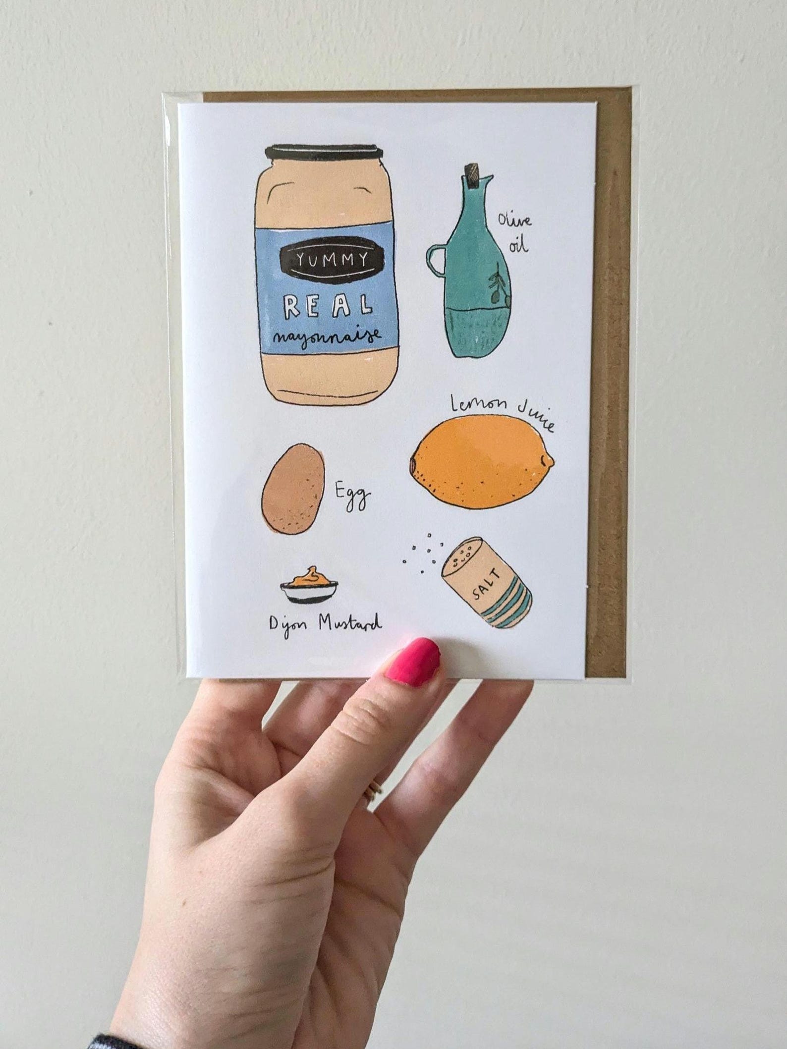 Mayonnaise Lover Card Ingredients Hellmans Heinz Mayo Food / Hand ...