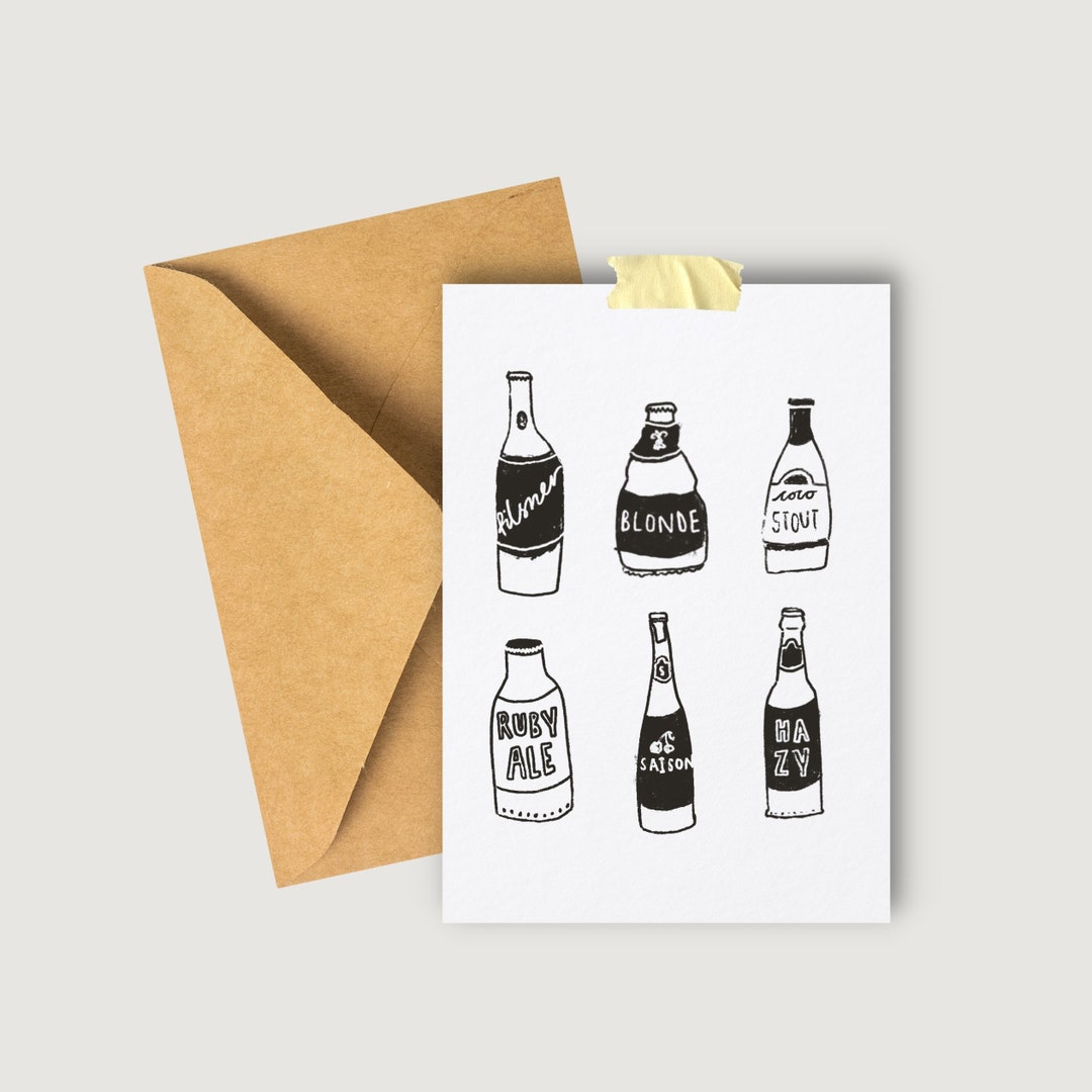 Beer Bottles Birthday Card / Craft Traditional / Card for Him, for ...