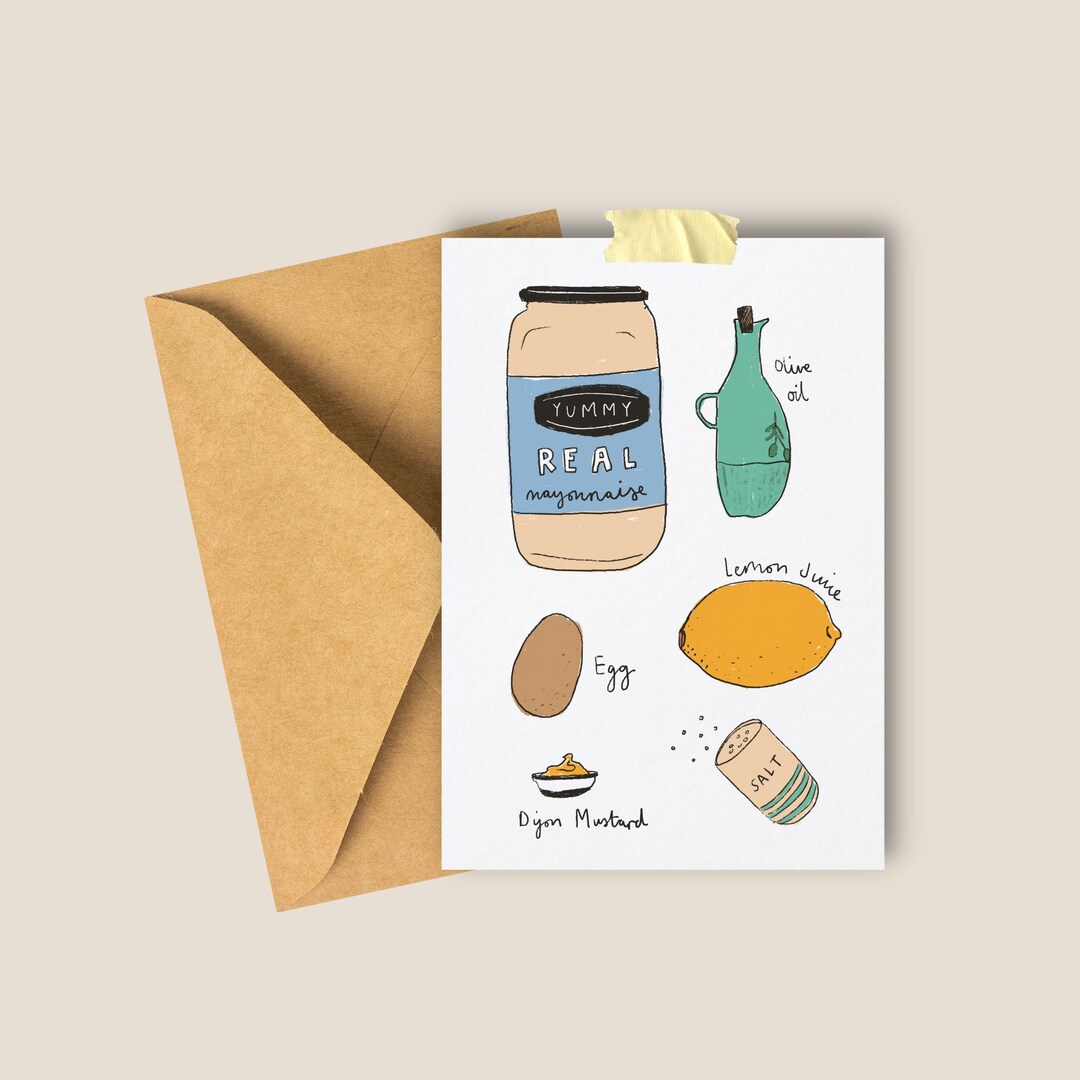 Mayonnaise Lover Card Ingredients Hellmans Heinz Mayo Food / Hand ...