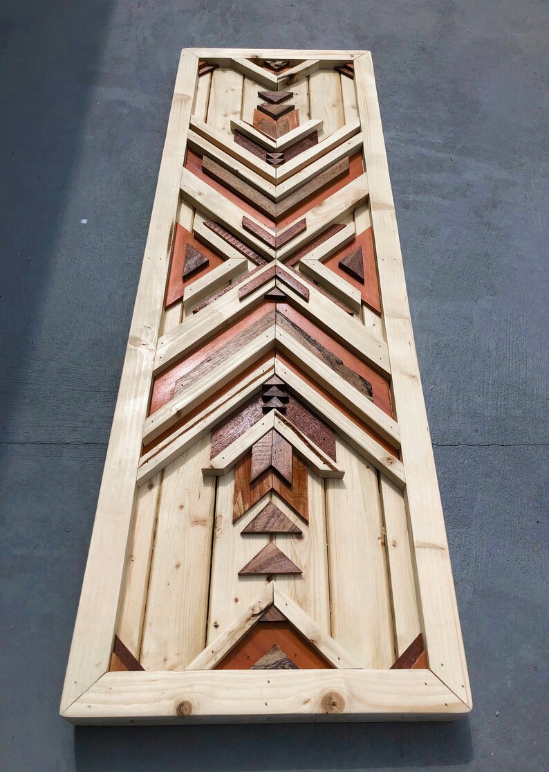 Rustic Modern Aztec Mosaic Fine Wood Wall Art - Etsy