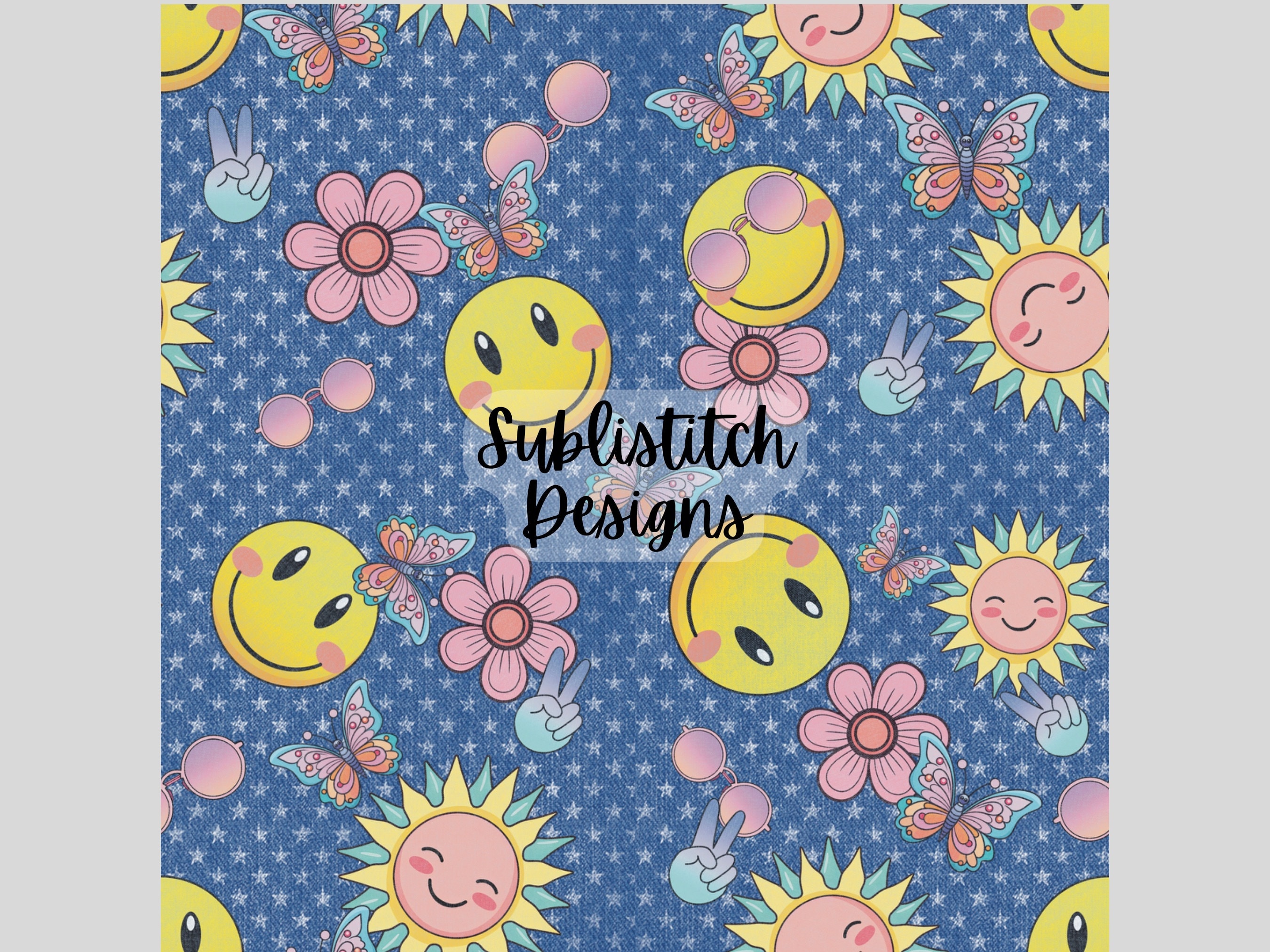 Happy Denim Seamless Pattern- Repeat Pattern for Custom Fabric Printing ...