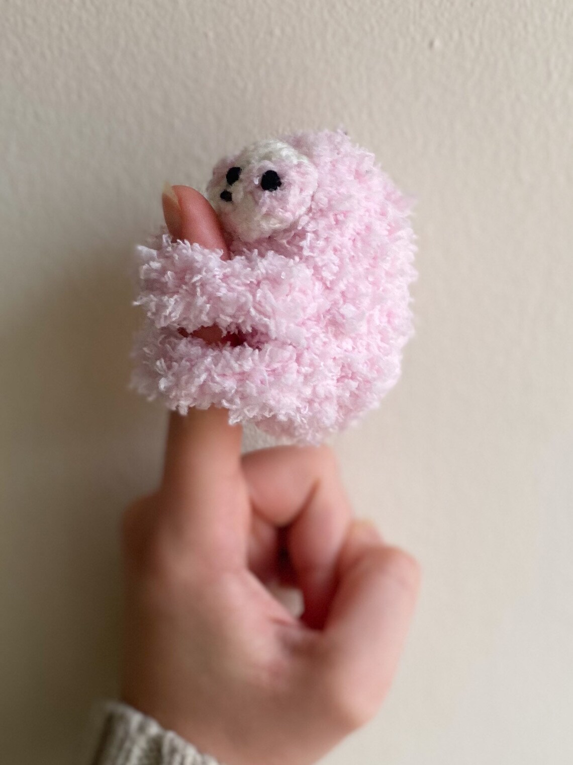 Finger hugger fluffy sloth. Hand crocheted fidget toy/sensory | Etsy