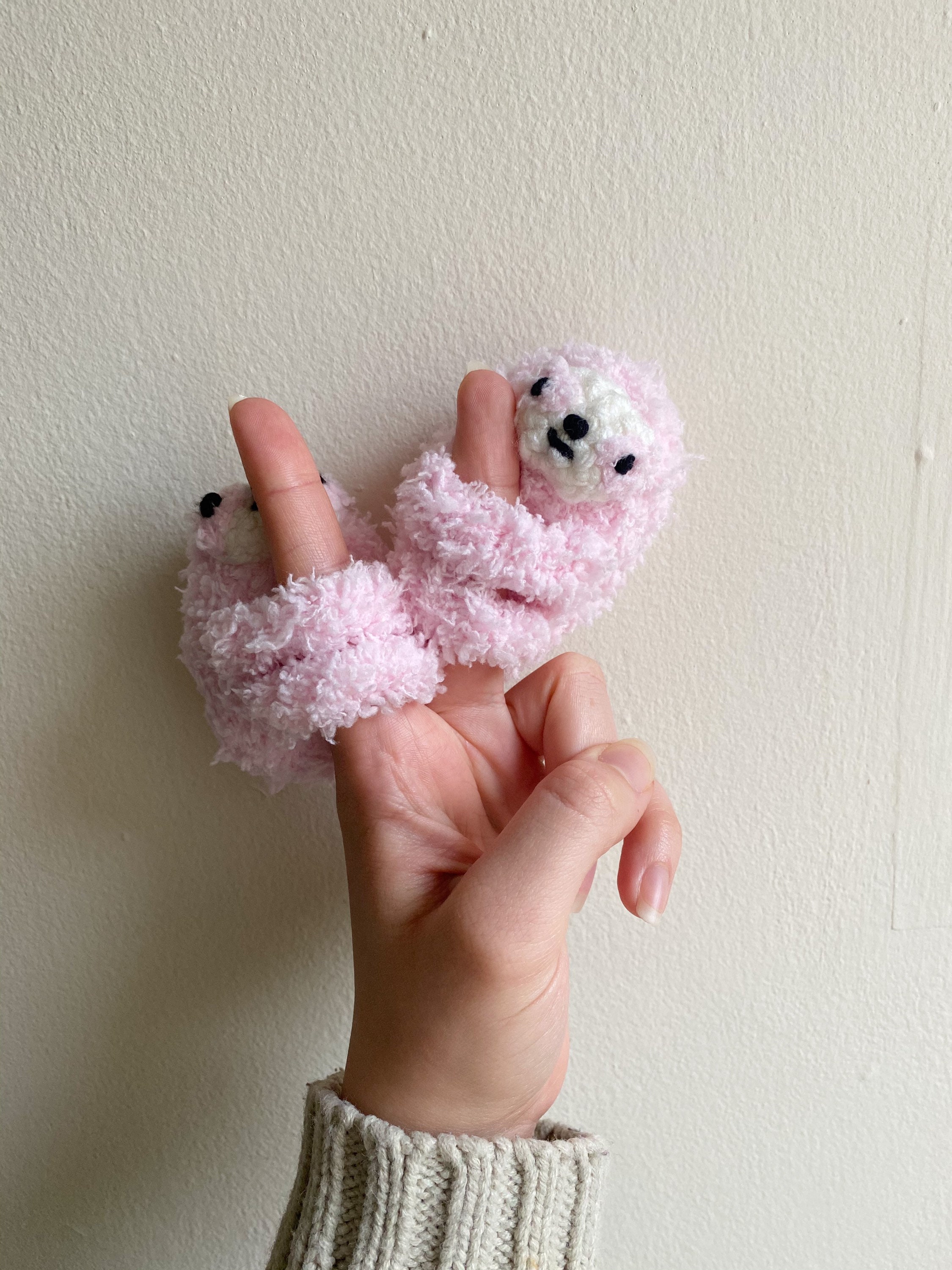 Finger hugger fluffy sloth. Hand crocheted fidget toy/sensory | Etsy