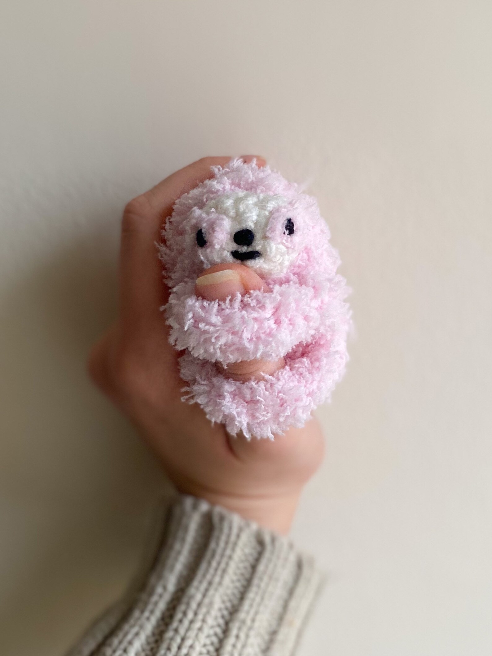 Finger hugger fluffy sloth. Hand crocheted fidget toy/sensory | Etsy