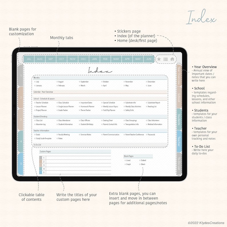 Undated Digital Teacher Planner Goodnotes Teacher Digital - Etsy