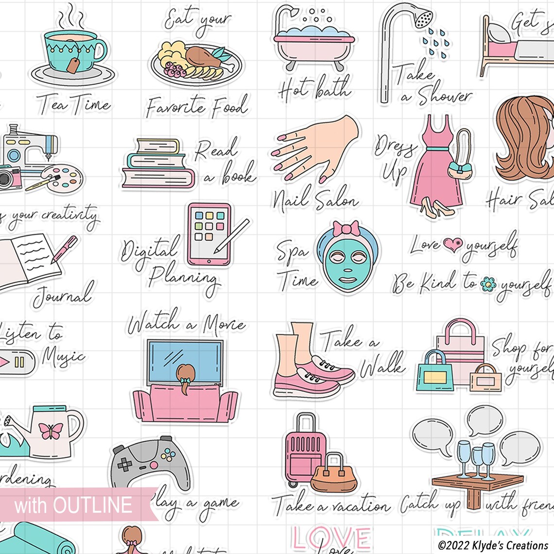 Self Care Digital Stickers Daily Routine Stickers Mental - Etsy
