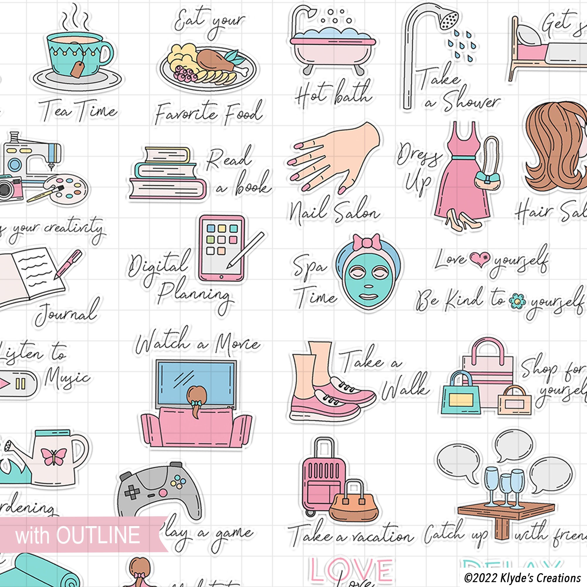 Self Care Digital Stickers Daily Routine Stickers Mental - Etsy
