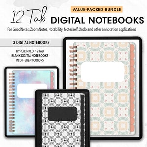 12 Tab Digital Notebook: Portrait Style for Goodnotes (digital Download ...