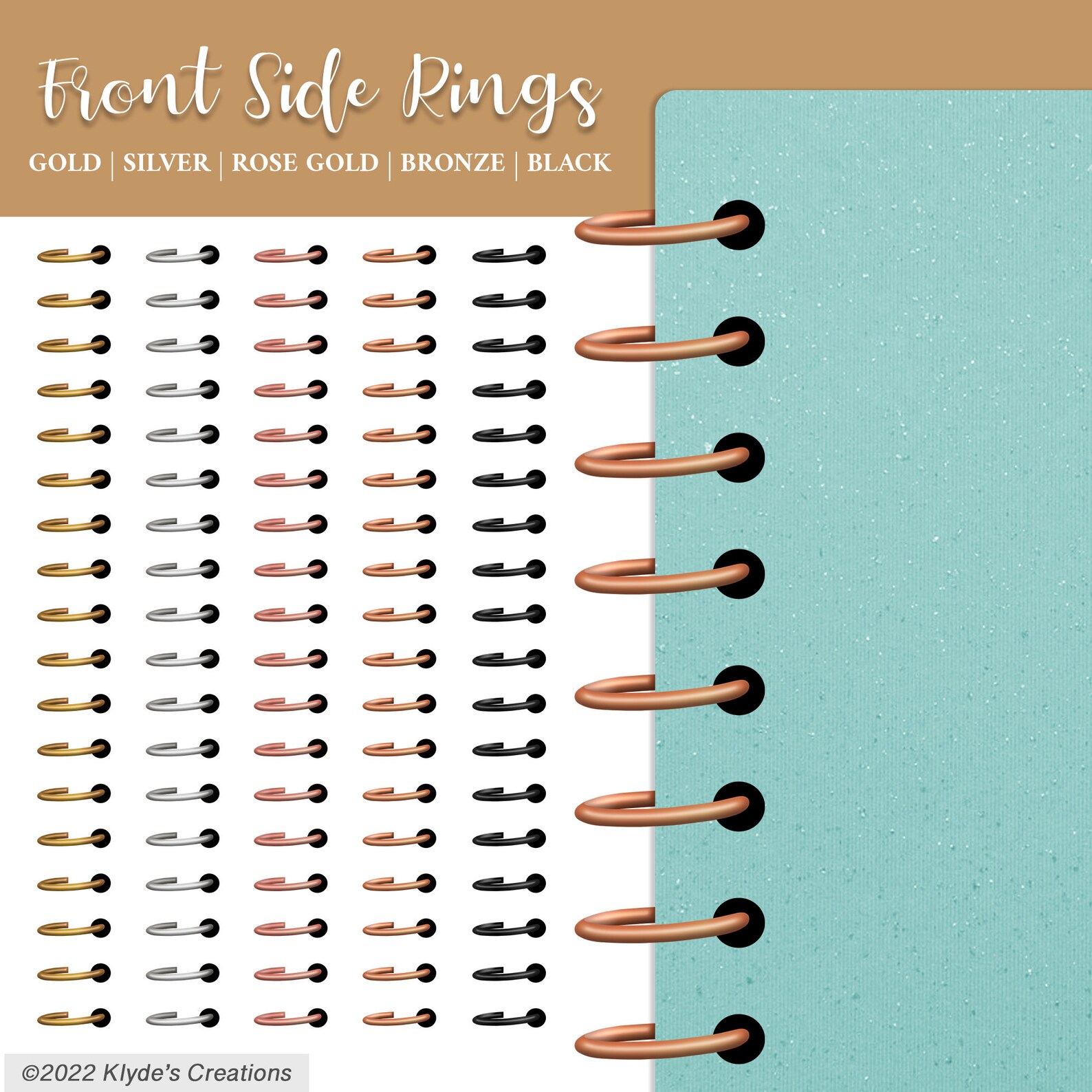 Metallic Realistic Digital Planner Coils - Gold, Silver, Rose Gold ...