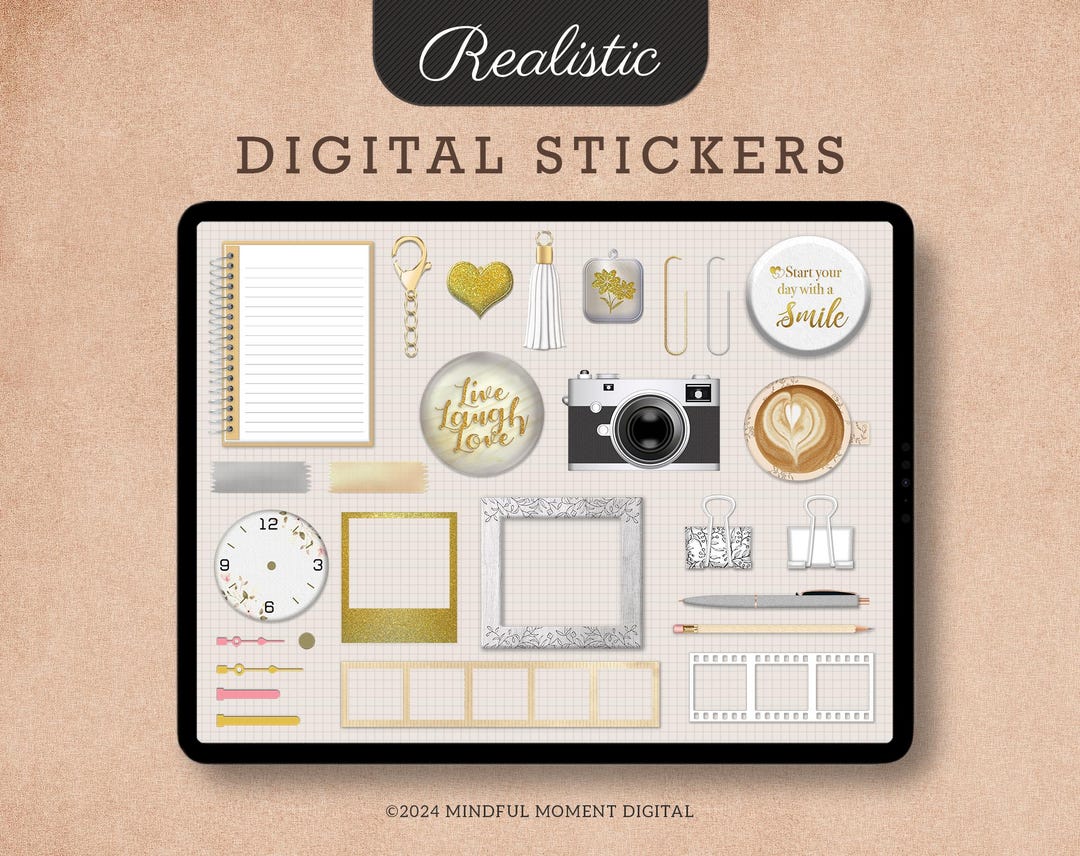 Realistic Digital Stickers, Mock up Stickers, Widgets Stickers for ...