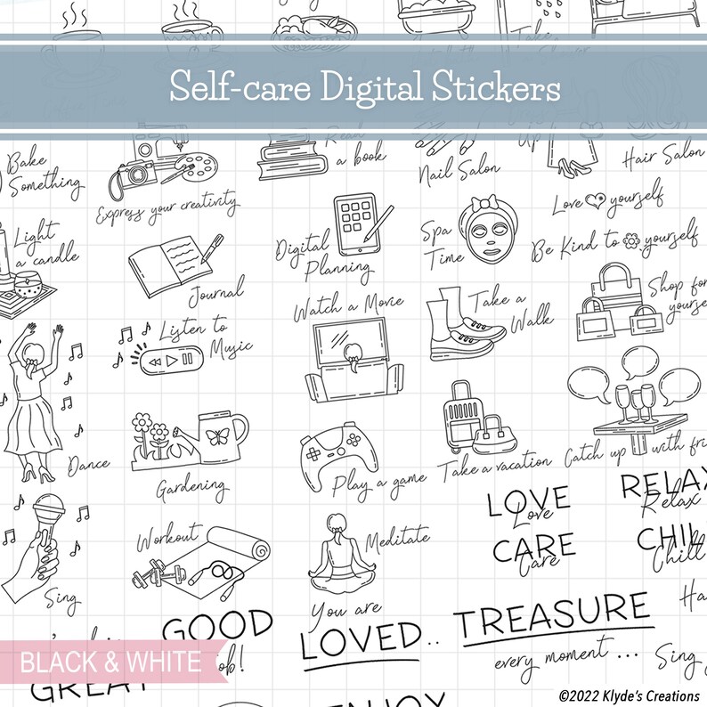 Self Care Digital Stickers Daily Routine Stickers Mental - Etsy