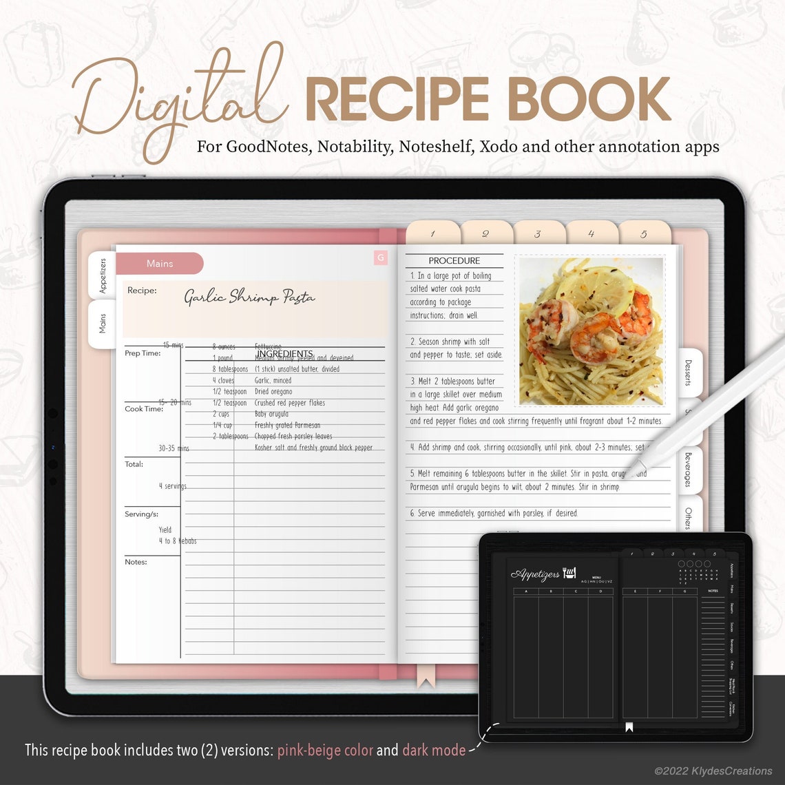 Digital Recipe Book for Goodnotes Digital Planner for - Etsy